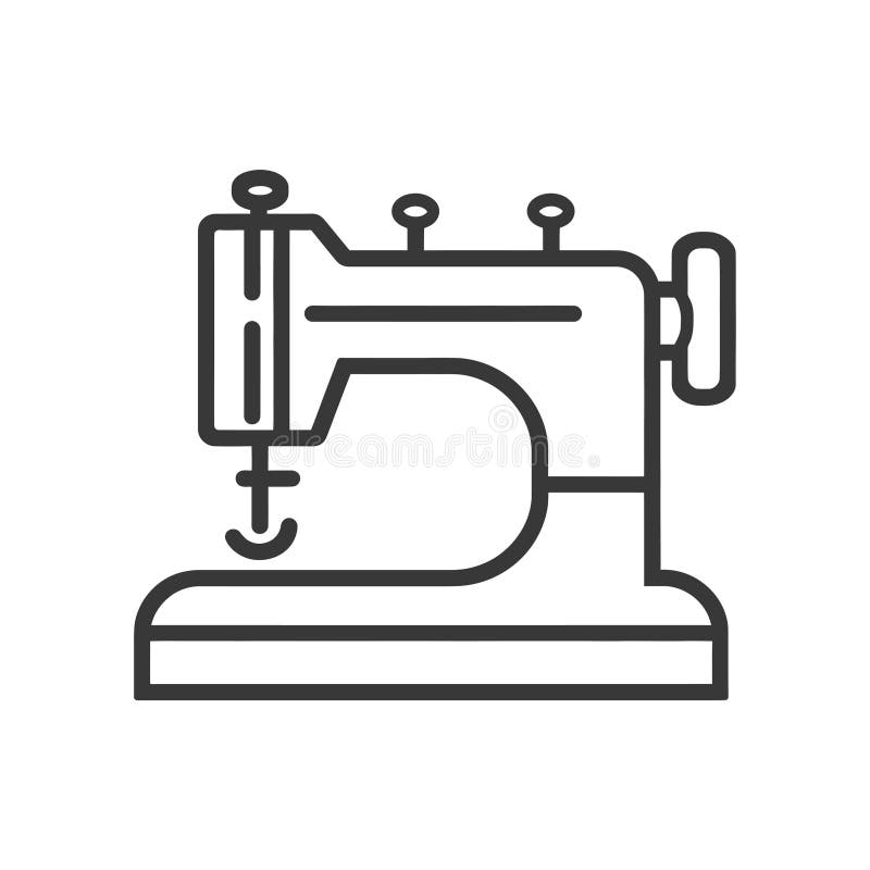 Classic Sewing Machine Icon: a Simple Line Art Design Stock Vector ...