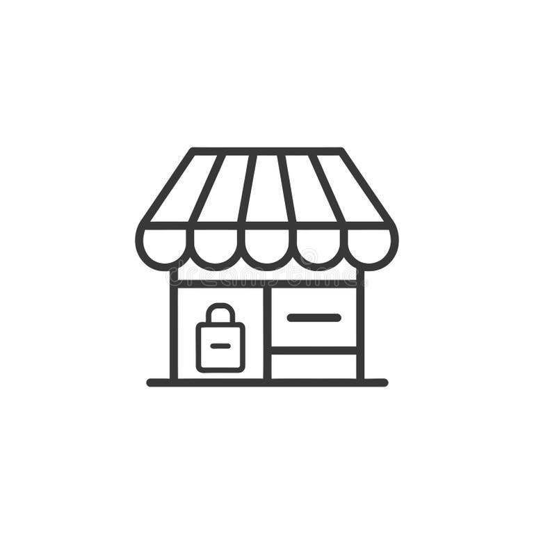 Small Shop Store Front Icon: Simple Line Art Design Stock Vector ...