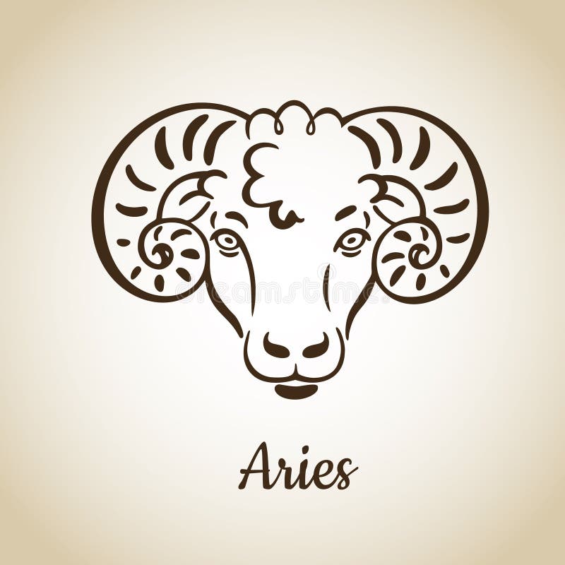 Drawing of Aries Astrological Sign As a Beautiful Girl Over Ornate ...
