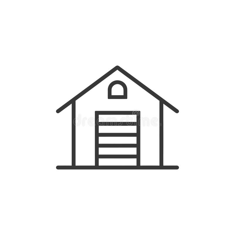 Simple Garage Building Icon, Line Art Style Stock Vector - Illustration ...