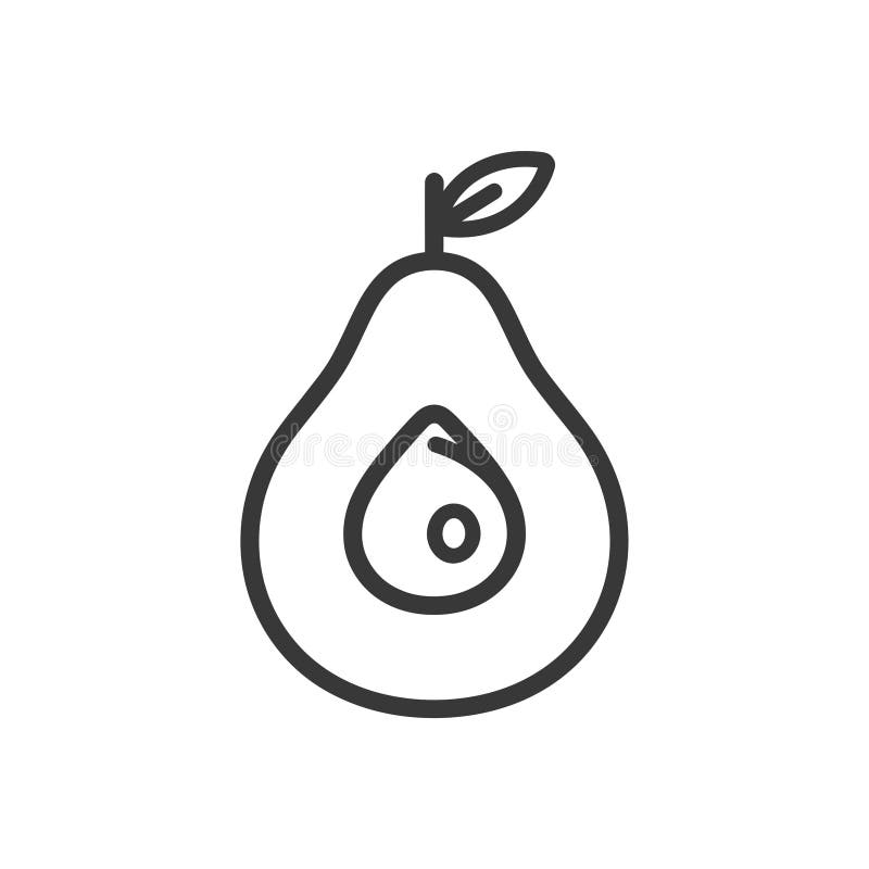 Simple Avocado Line Icon: Healthy Food Illustration Stock Vector ...