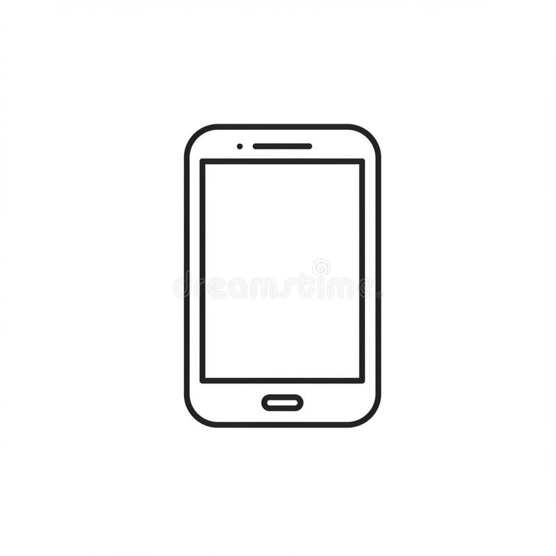 Line Drawing of a Smartphone with a Rectangular Shape, Rounded Corners ...