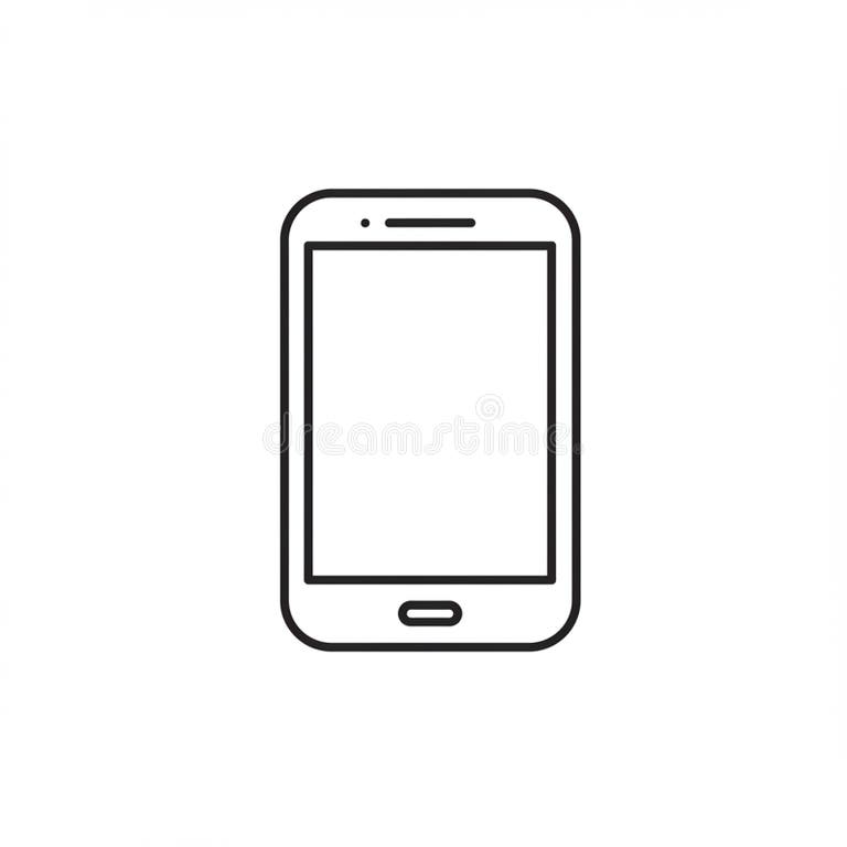 Line Drawing of a Smartphone with a Rectangular Shape, Rounded Corners ...