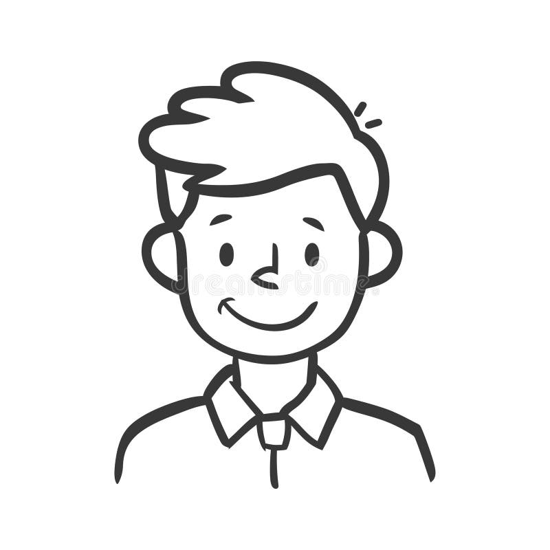 Line Drawing of a Smiling Man with Short Hair Stock Illustration ...
