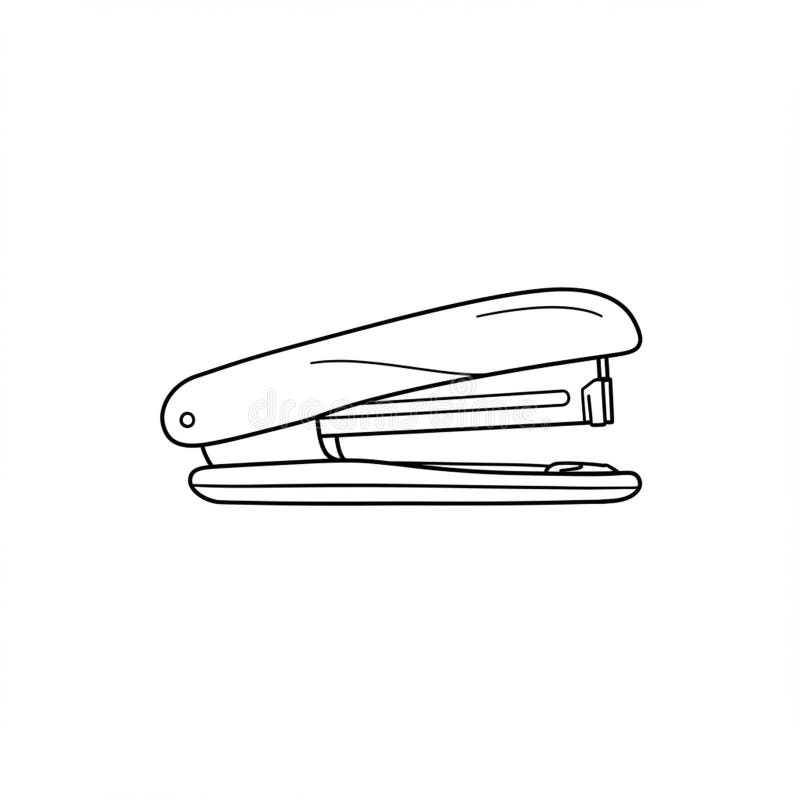Line Drawing of a Stapler, Side View, with a Curved Top and Base ...