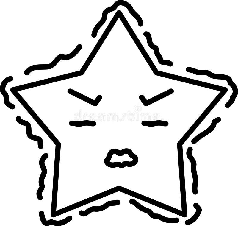 Line Drawing of Star Emoticon Icon Stock Vector - Illustration of ...