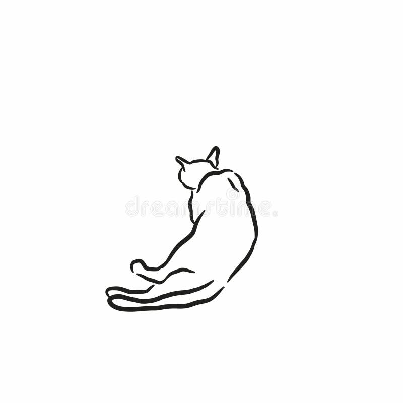 Line Drawing of a Stray Cat Stock Illustration - Illustration of ...
