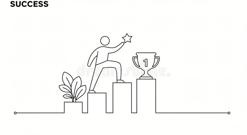 Line Drawing Success Achievement Goal Prosperity Stock Illustration ...