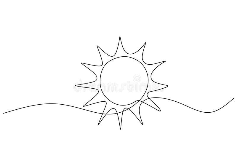 Line Drawing of Sun in Continuous One Single Doodle Hand Drawn Stock ...