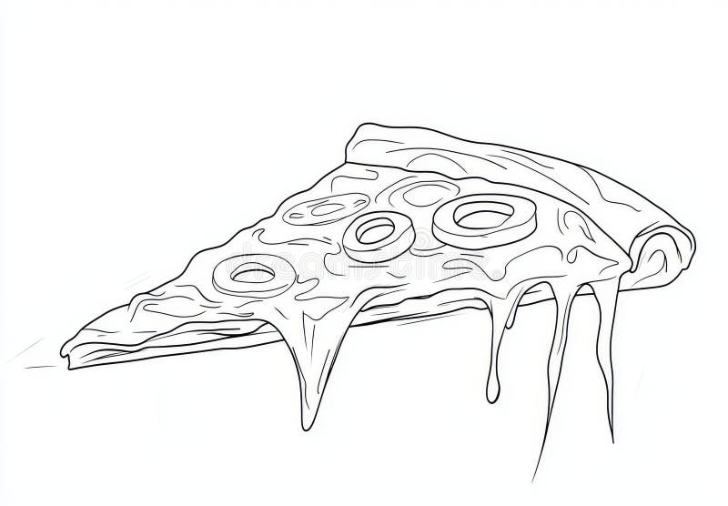 Line Drawing of Thin Slices of Pizza Stock Illustration - Illustration ...