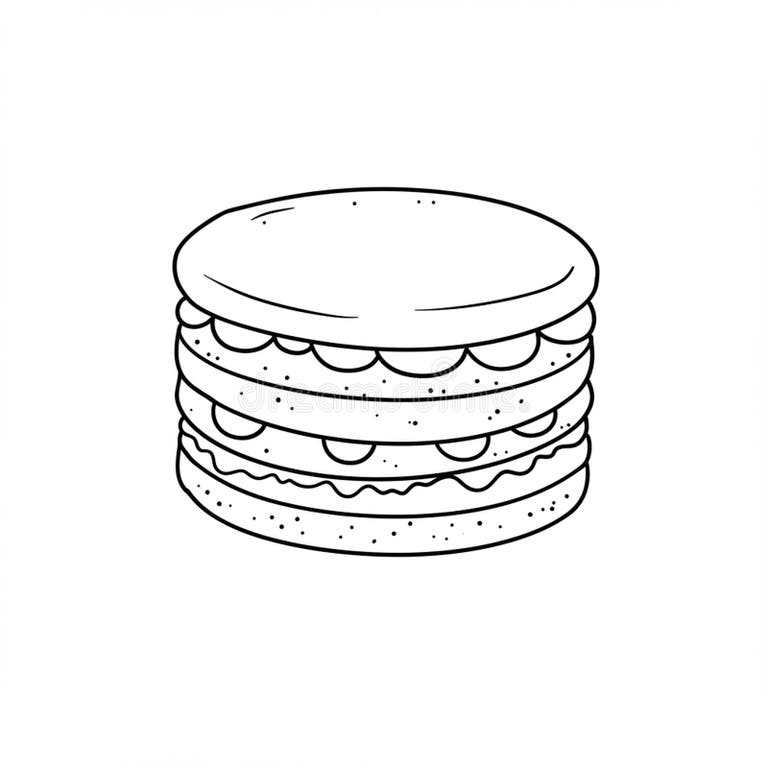 Line Drawing of a Three-layer Hamburger or Sandwich. Each Layer ...