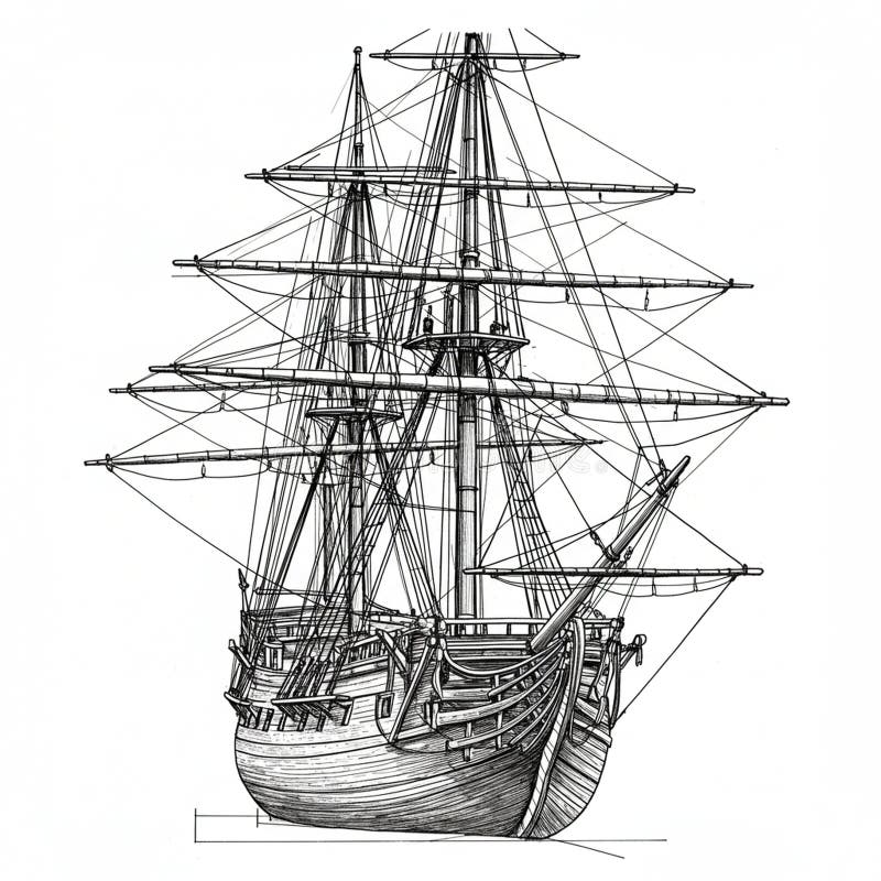 Sailing Ship Line Drawing Stock Illustrations – 4,681 Sailing Ship Line ...
