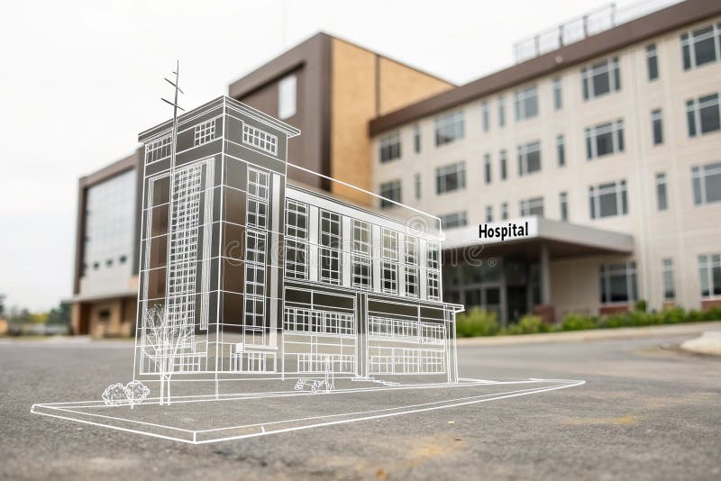 Line Drawing Vector Illustration of the Hospital Stock Illustration ...