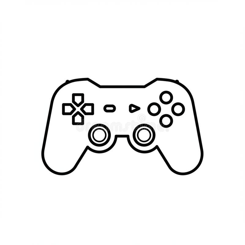 Line Drawing of a Video Game Controller Featuring a Classic Design with ...