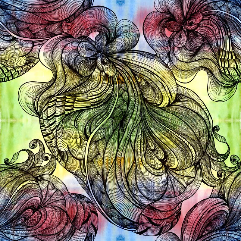 Line Drawing. Watercolor and Ink, Background Image - Abstract ...