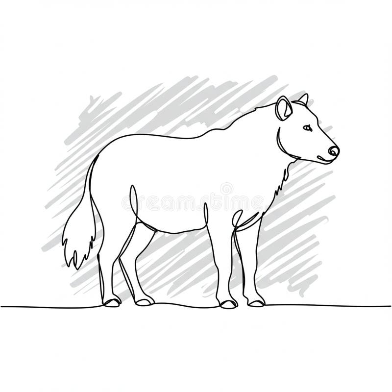 Line Drawing of a Wolf, Depicted in a Simplistic and Stylized Manner ...
