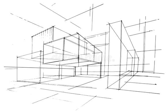Line Drawings of Exterior Building,a Line Drawing Using Interior ...