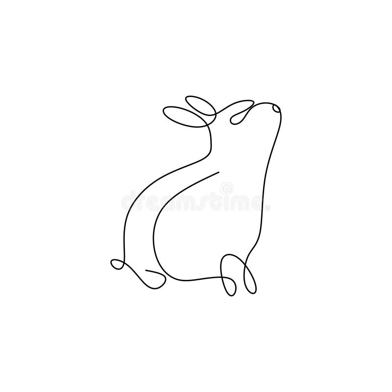 Line Drawings Keep on Rabbit Animals, Simple Lines Stock Vector ...