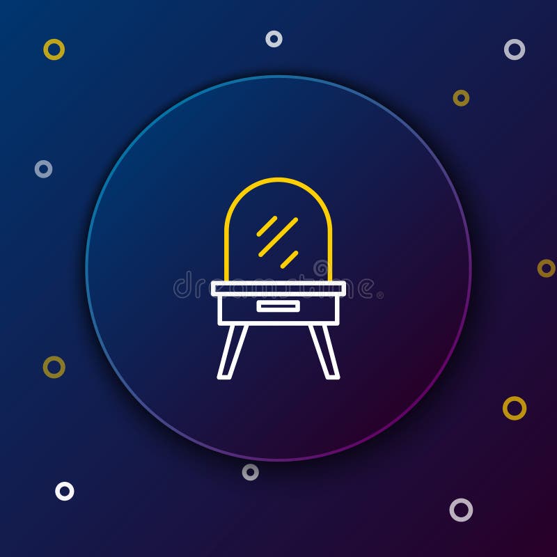 Line Dressing Table Icon Isolated on Blue Background. Colorful Outline ...