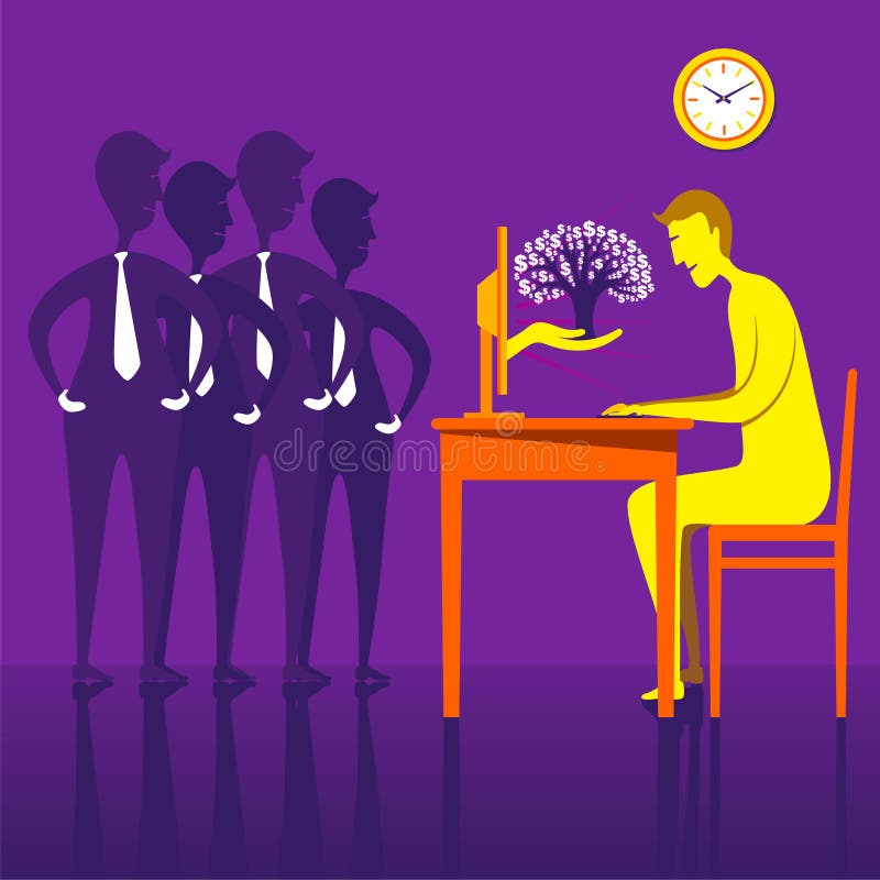 On-line Earning Money Tree Design Concept Stock Vector - Illustration ...