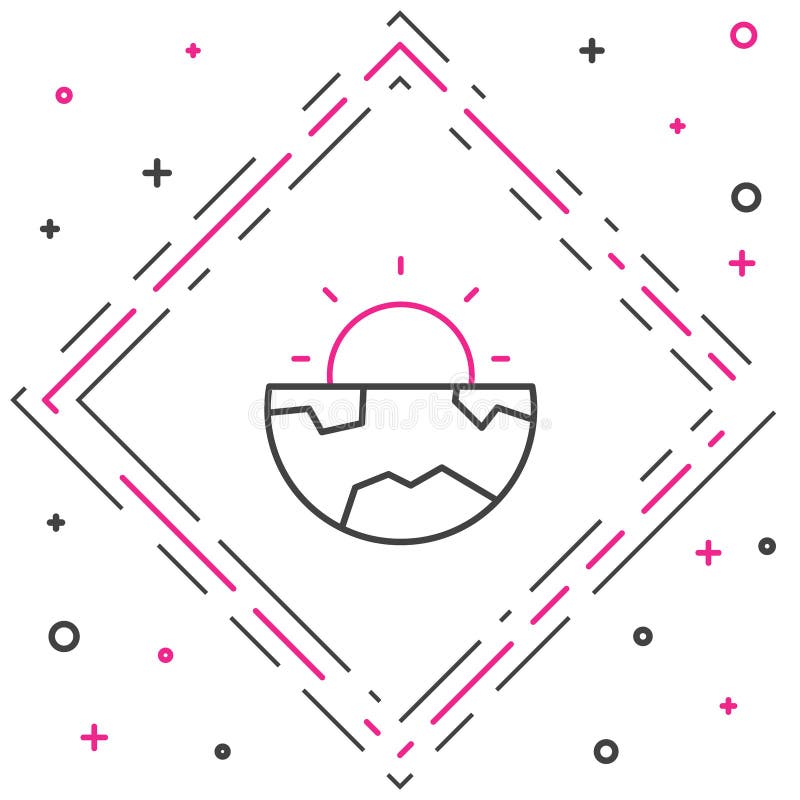 Line Earth Core Structure Crust Icon Isolated on White Background ...