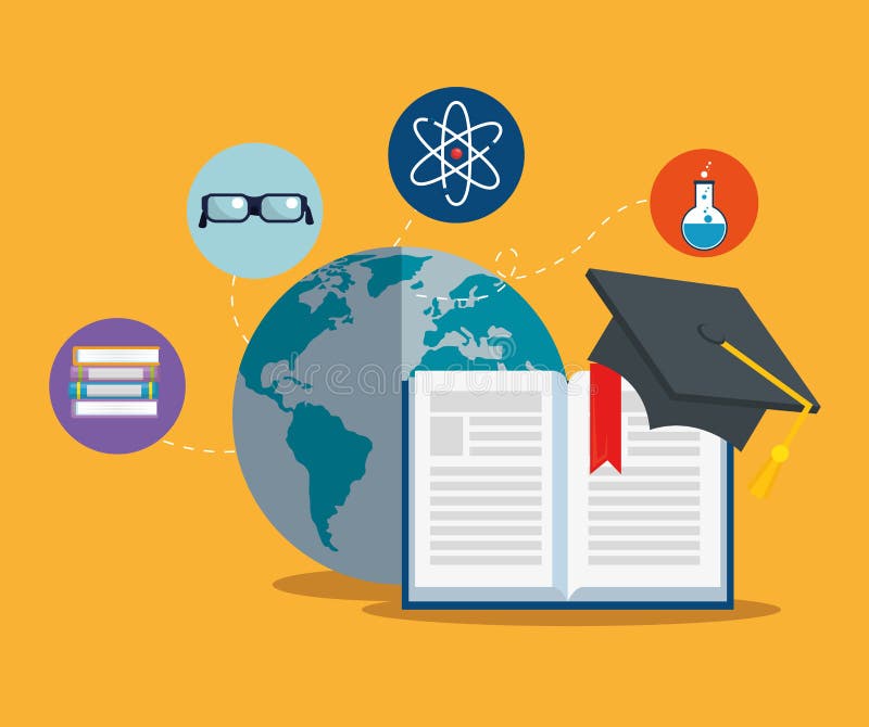 On Line Education with Earth Planet Stock Vector - Illustration of ...