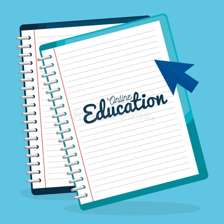 On Line Education with Notebooks Stock Vector - Illustration of idea ...