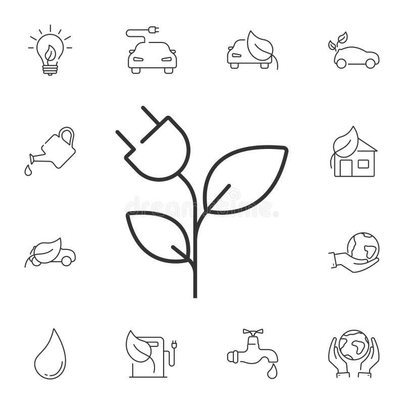 Line Efficient Energy, Plug with Leaf Icon. Simple Element Illustration ...