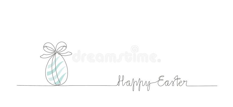 Line Egg Vector Illustration, Lettering Happy Easter. Stock Vector ...