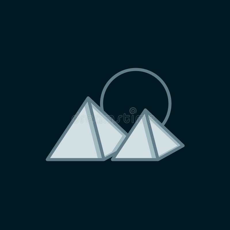 Line Egypt Pyramids Icon Isolated on Black Background. Symbol of ...