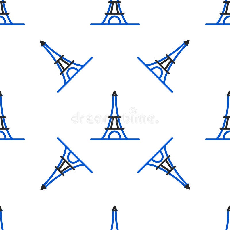 Line Eiffel Tower Icon Isolated Seamless Pattern on White Background ... Line Eiffel Tower Icon Isolated Seamless Pattern on White Background ...
