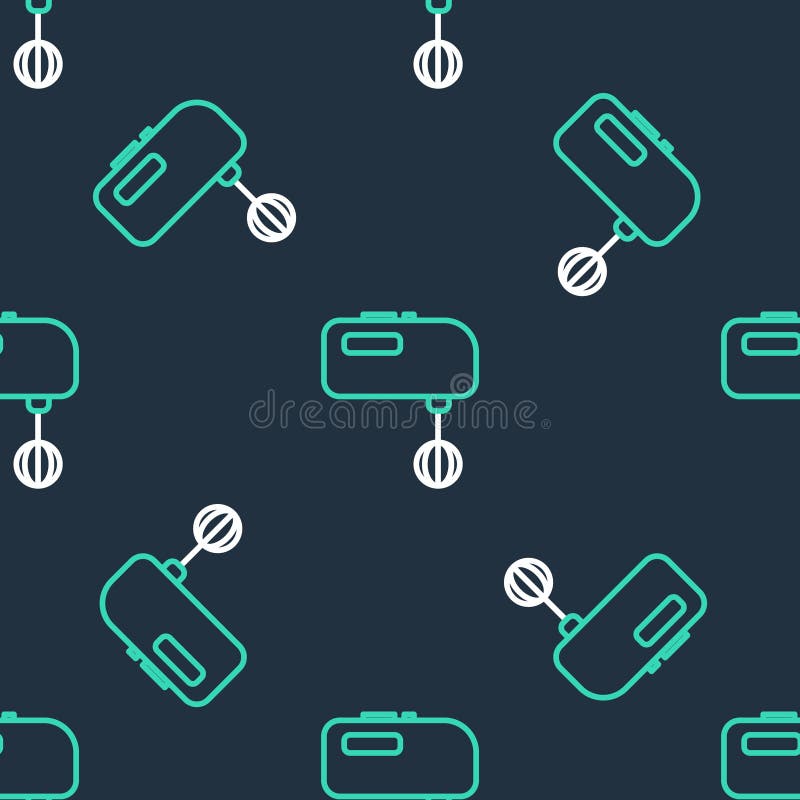 Line Electric Mixer Icon Isolated Seamless Pattern on Black Background ...