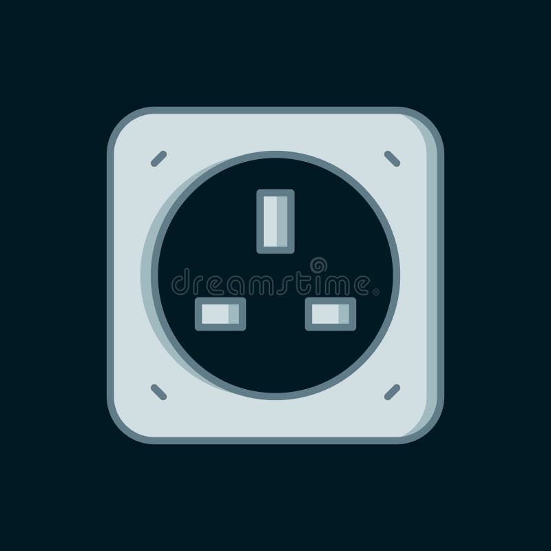 Line Electrical Outlet Icon Isolated on Black Background. Power Socket ...