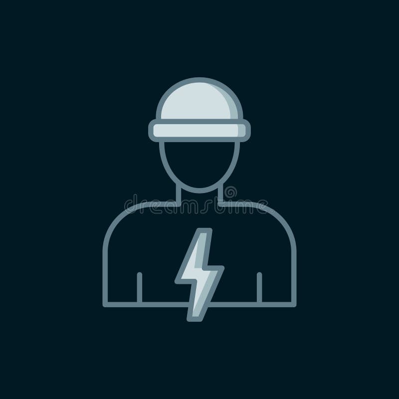 Line Electrician Technician Engineer Icon Isolated on Black Background ...