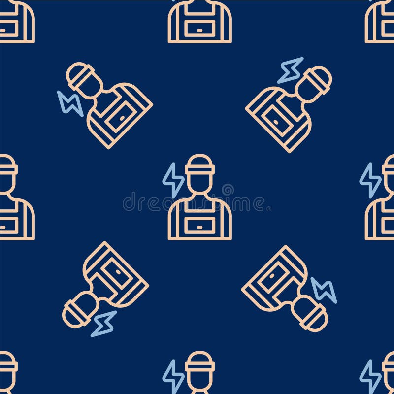 Line Electrician Technician Engineer Icon Isolated Seamless Pattern on ...