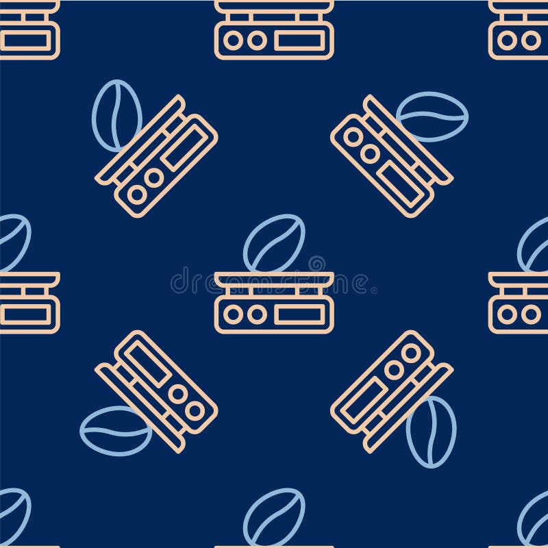 Line Electronic Coffee Scales Icon Isolated Seamless Pattern on Blue ...