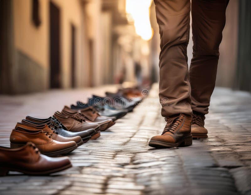 A Line of Empty, Worn Shoes Representing Homelessness and Lack of ...