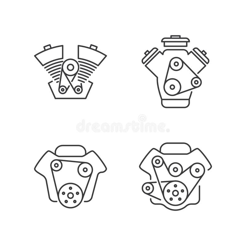 Line Engine Black Icon on White Background Stock Illustration ...