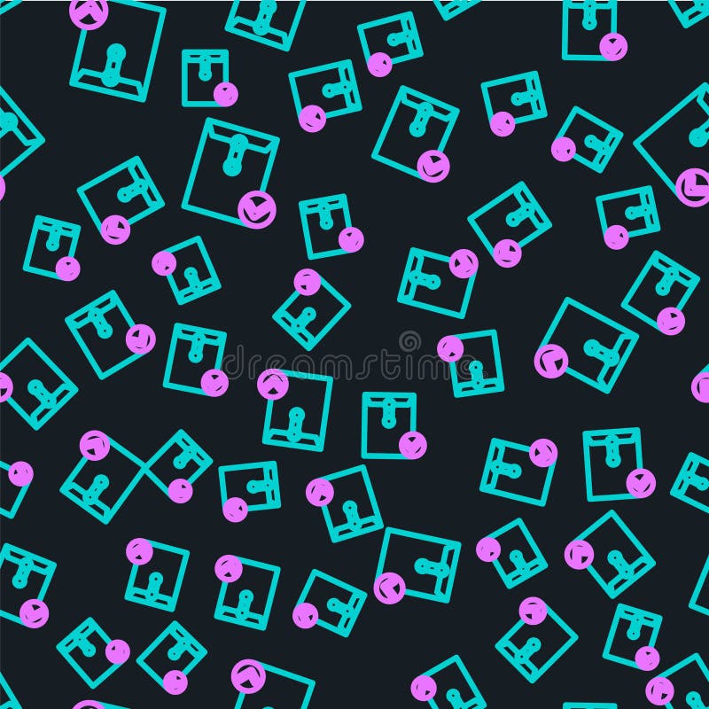 Line Envelope and Check Mark Icon Isolated Seamless Pattern on Black ...