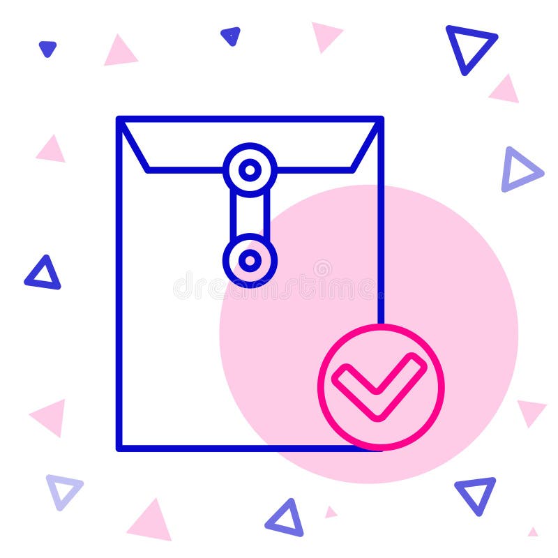 Line Envelope and Check Mark Icon Isolated on White Background ...