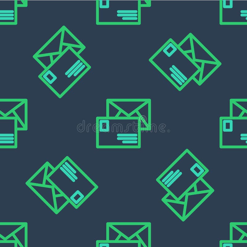 Line Envelope Icon Isolated Seamless Pattern on Blue Background. Email ...