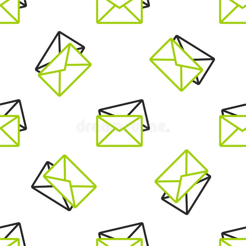 Line Envelope Icon Isolated Seamless Pattern on White Background. Email ...