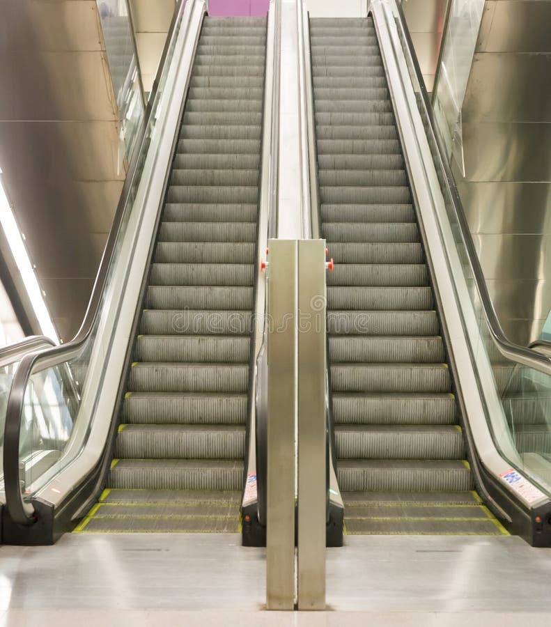 Line Escalators with Metal Coating Stock Image - Image of building ...