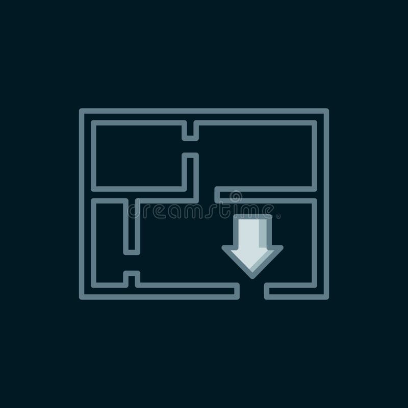 Line Evacuation Plan Icon Isolated on Black Background. Fire Escape ...