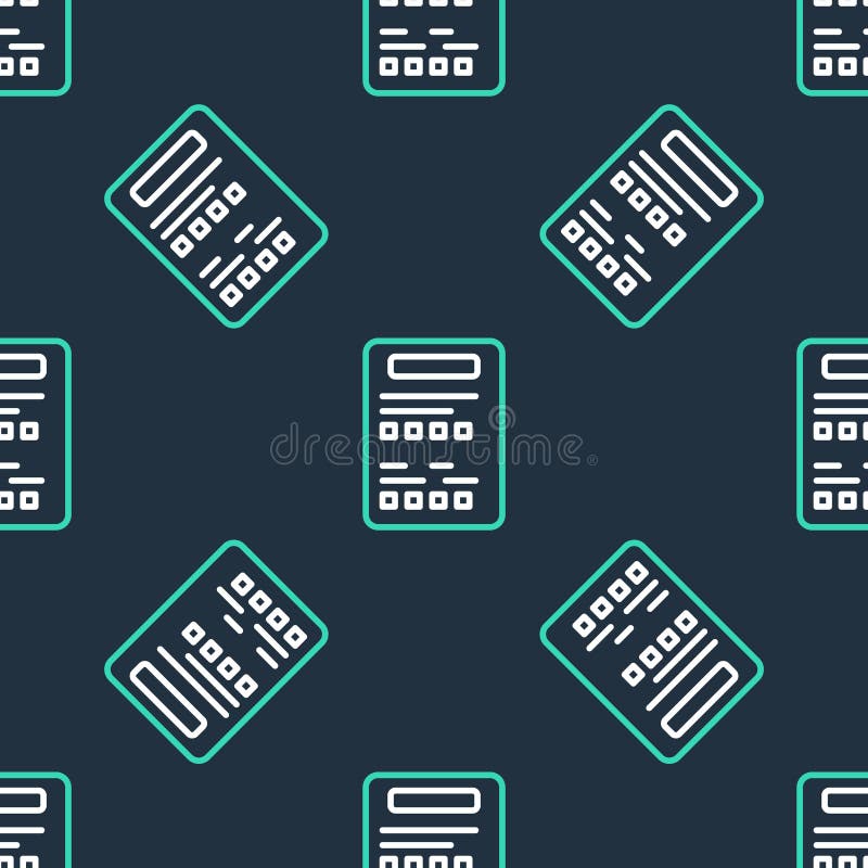 Line Exam Sheet Icon Isolated Seamless Pattern on Black Background ...