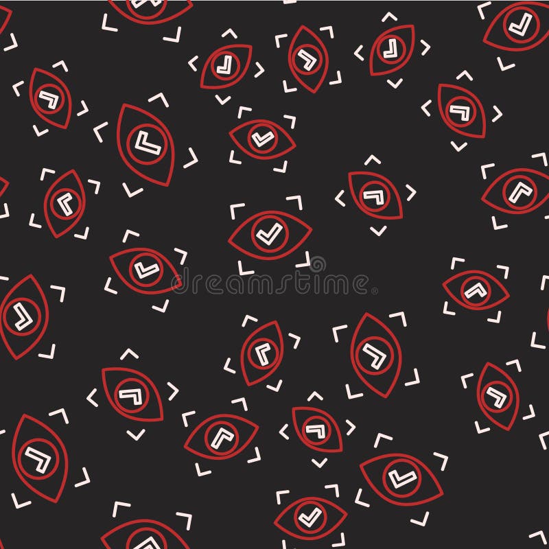 Line Eye Scan Icon Isolated Seamless Pattern on Black Background ...