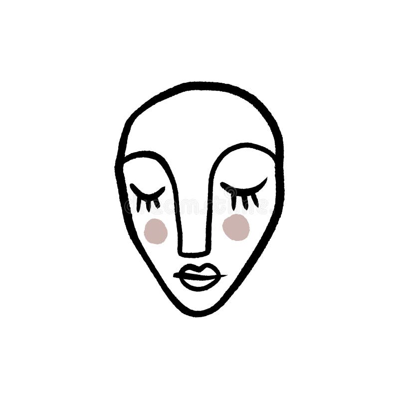 Line Face Drawing. Portrait in Minimalistic Style Stock Illustration ...