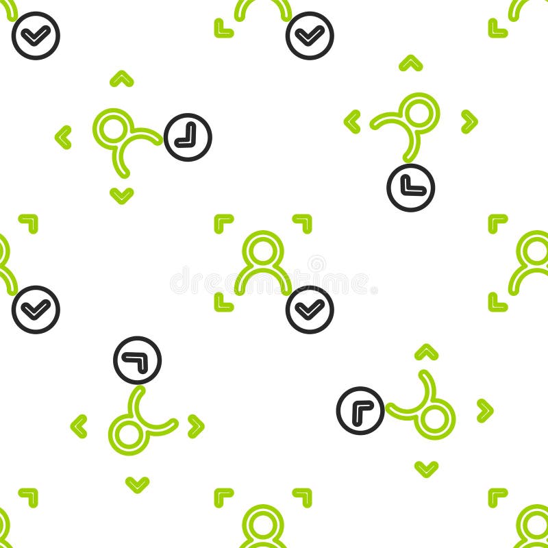 Line Face Recognition with Check Mark Icon Isolated Seamless Pattern on ...