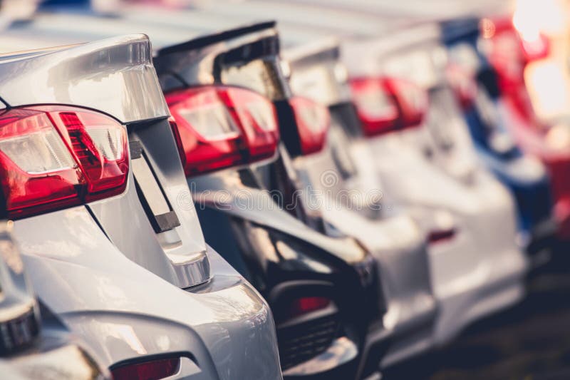 Line of Factory New Modern Compact Cars Stock Image - Image of industry ...