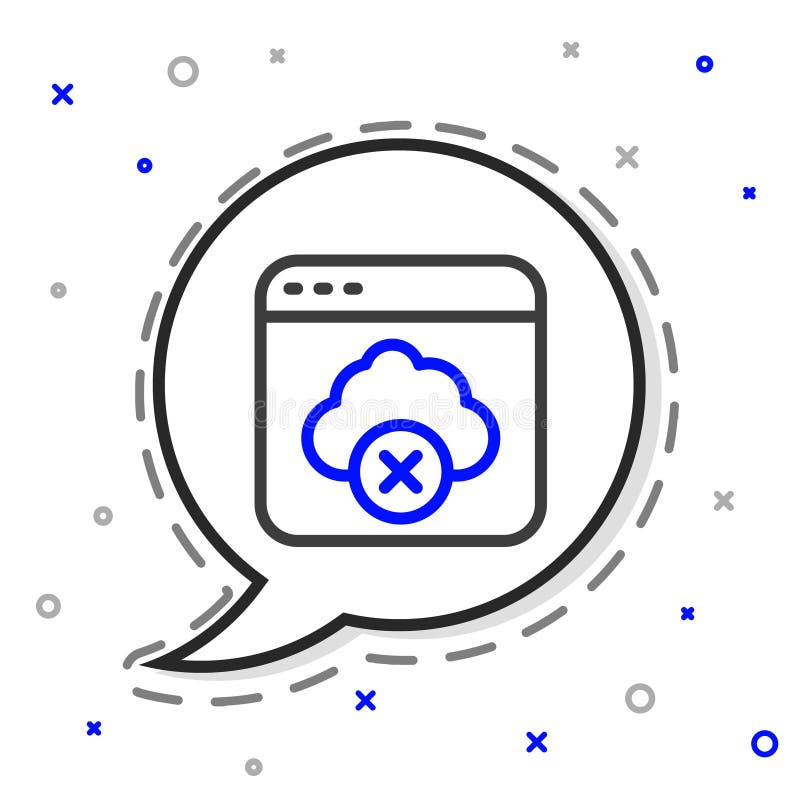 Line Failed Access Cloud Storage Icon Isolated on White Background ...